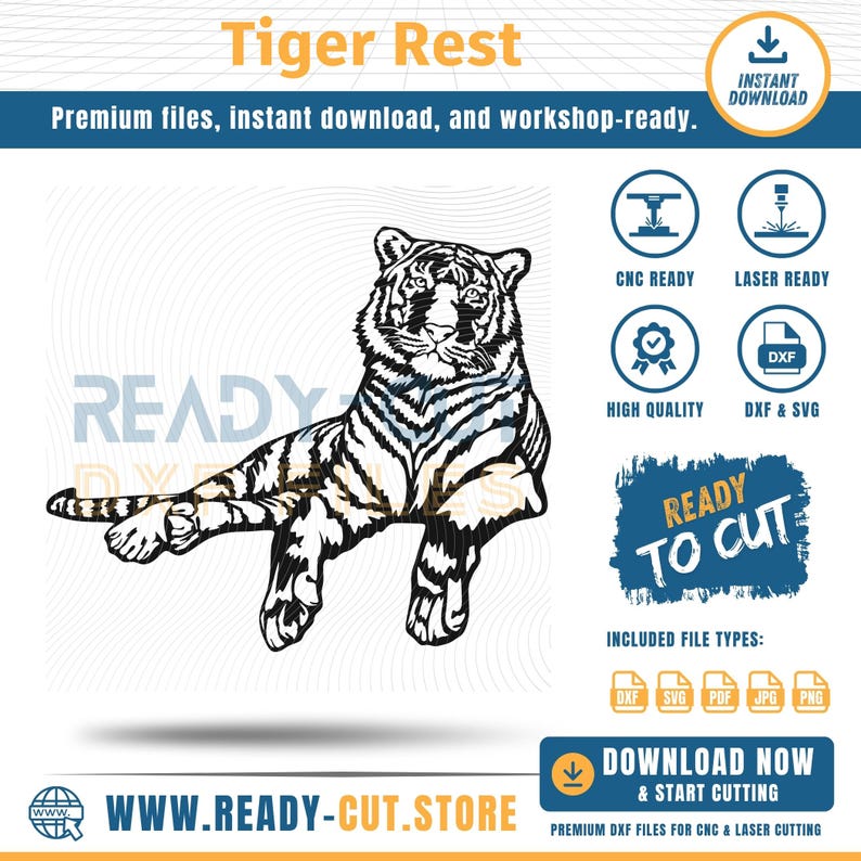 Tiger Rest | DXF, SVG Files for Laser Cutting (digital Download) - Etsy UK