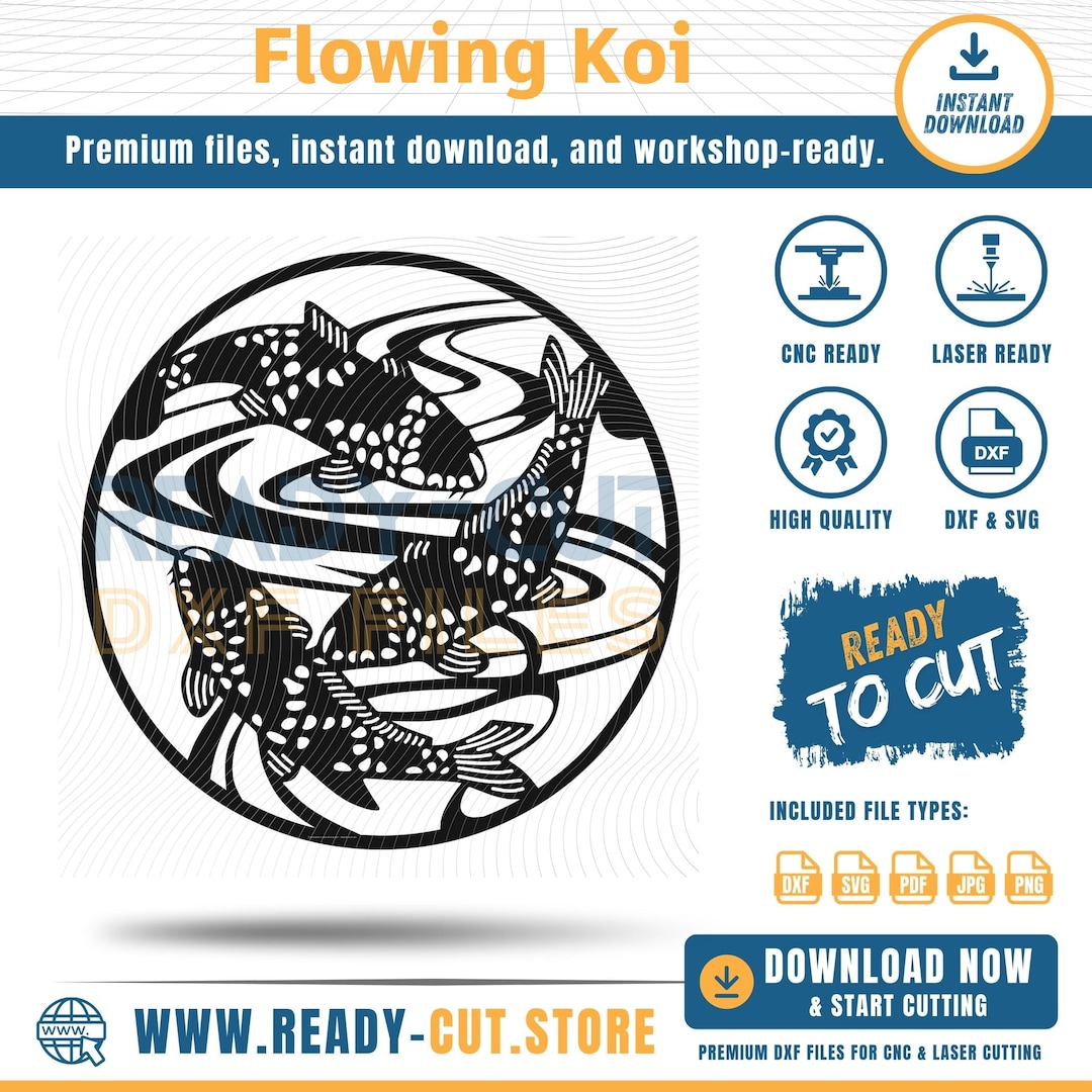 Flowing Koi | DXF, SVG Files for Laser Cutting (digital Download) - Etsy UK