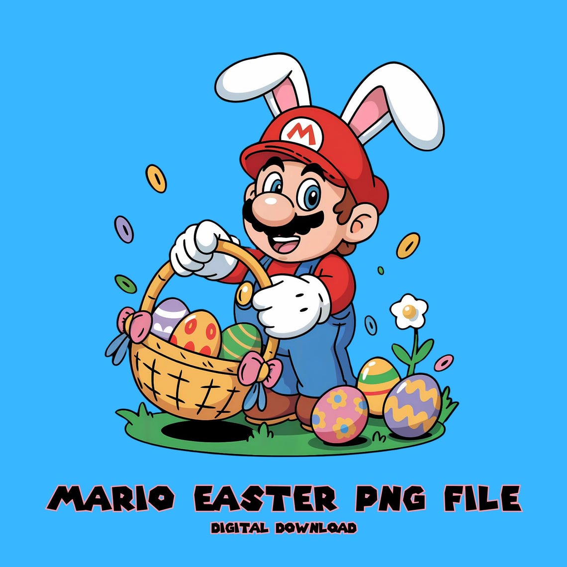 Super Mario PNG, Kawaii Easter Png, Easter Mario PNG Sublimation Design ...