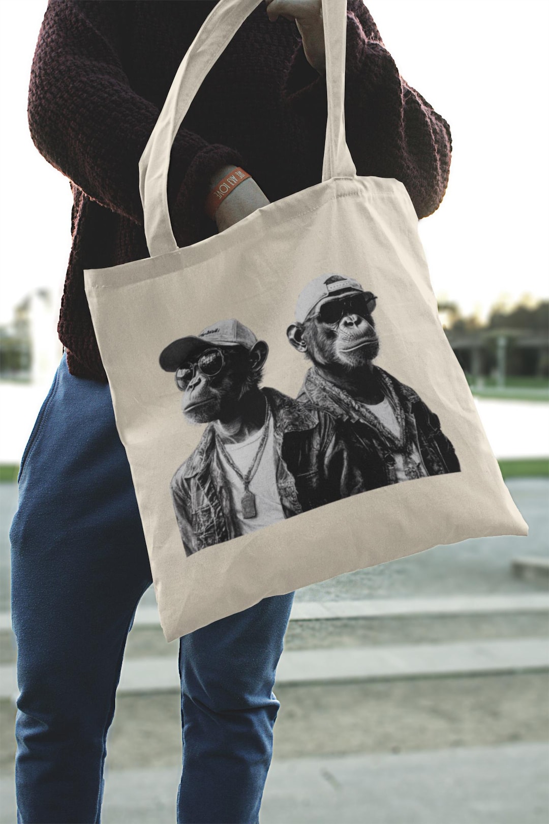 Thug Life Monkeys Tote Bag Old School Hip Hop Style - Etsy