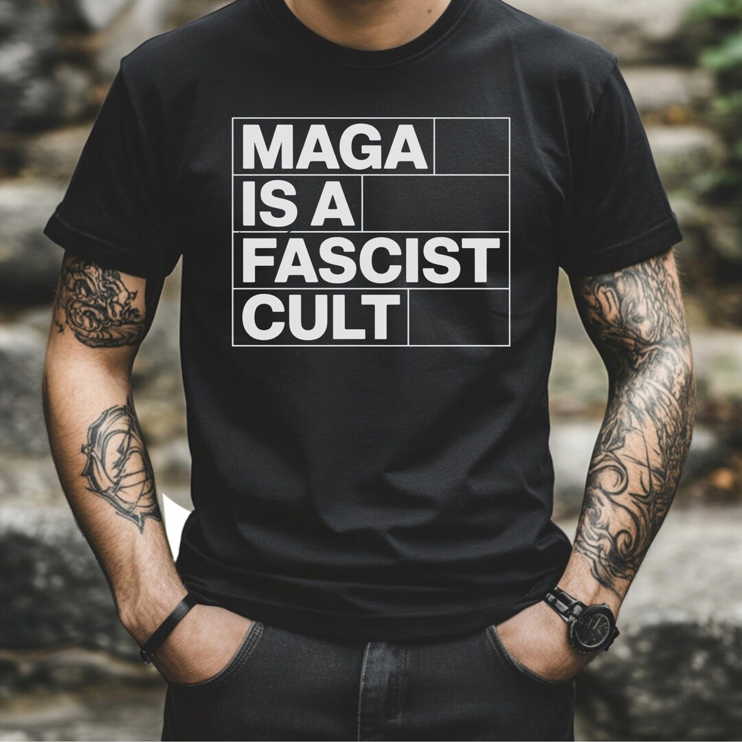 MAGA is A Fascist Cult Grid Shirt - Anti MAGA Political Protest Graphic ...