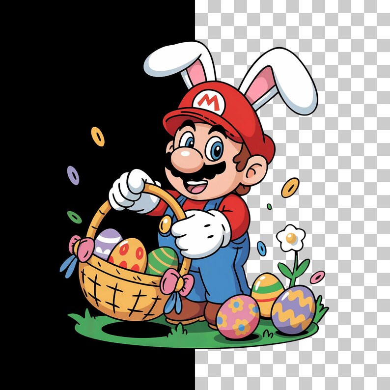 Super Mario PNG, Kawaii Easter Png, Easter Mario PNG Sublimation Design ...