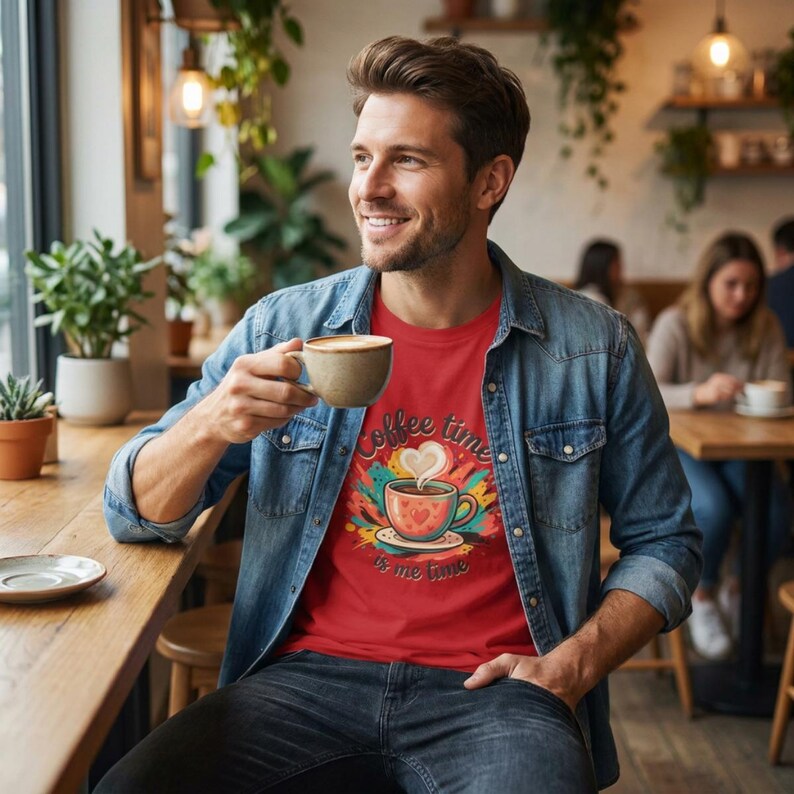 Women Clothing Coffee Time Coffee T-shirt | Colorful Latte Art, Cozy ...