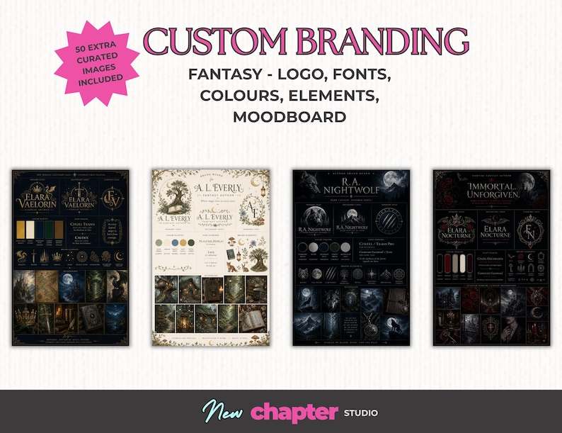Custom Fantasy Author Branding Kit | Logo, Fonts, Colors, Moodboard - Etsy