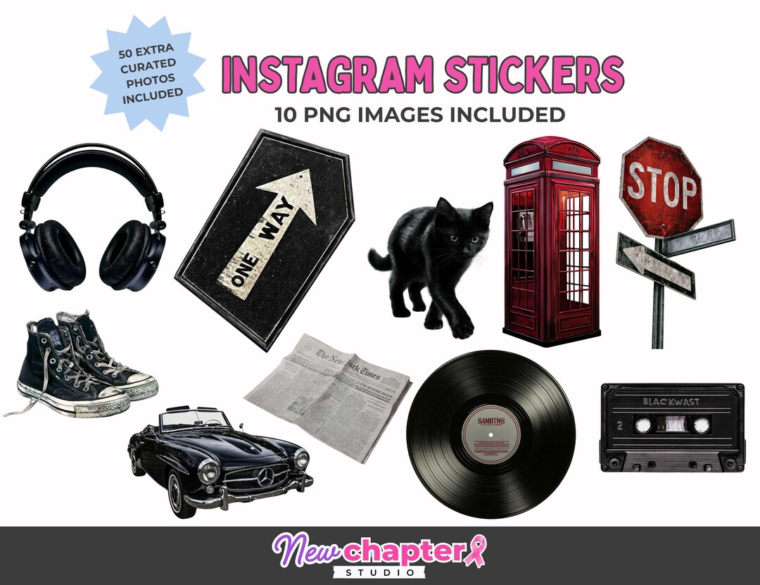 Dark Academia Instagram Stickers | Grunge Vintage PNG Bundle (digital ...