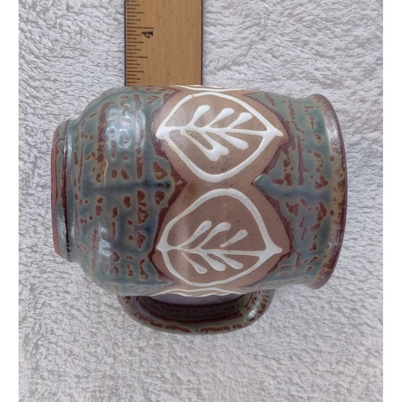 Coffee Mug 70s Pottery Teacup Ceramic Green Brown White Leaves Cottage ...