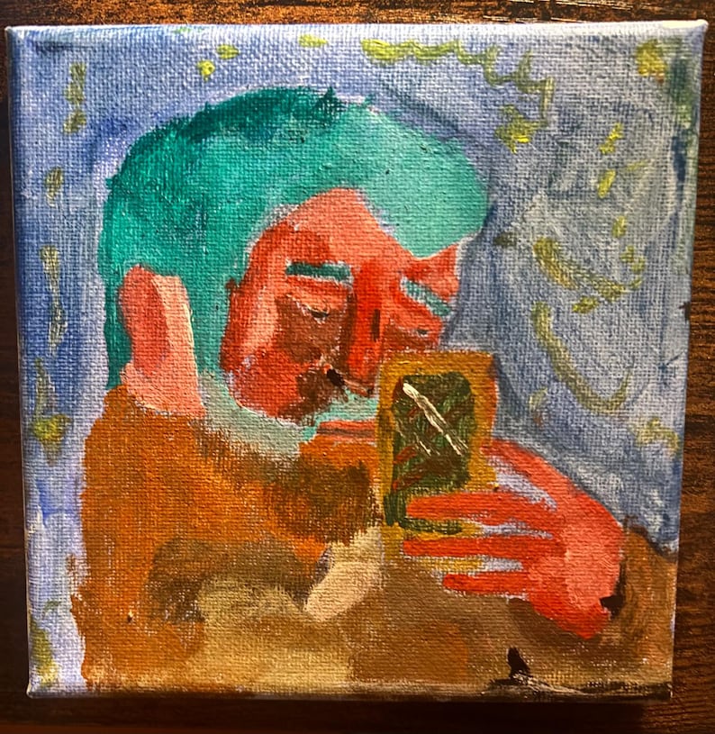 Original Expressionistic Self-portrait Painting - Bold Acrylic Artwork ...