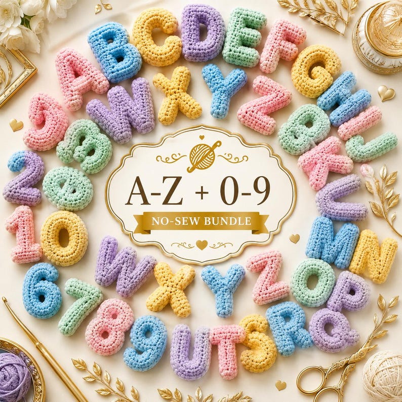 No-sew 3D Bubble Crochet Alphabet Numbers Pattern Bundle (A-Z, 0-9 ...