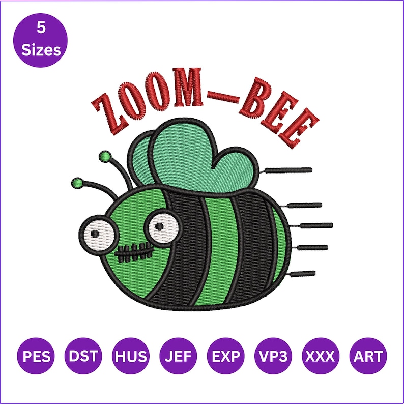 Zoom Bee Embroidery Design - Etsy