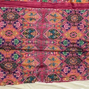 Roman Silk With Position Print and Real Mirror Work Saree, Indian ...