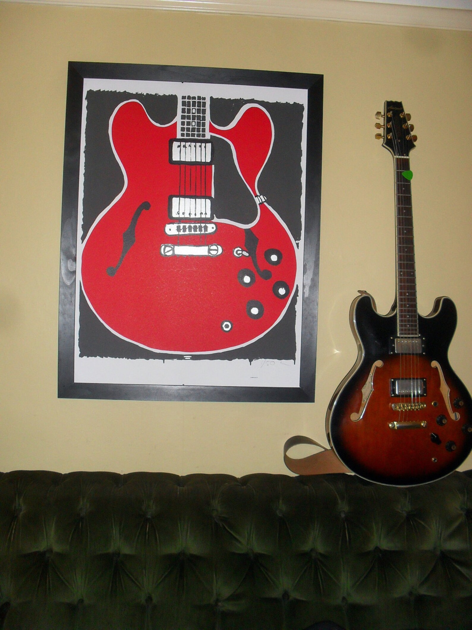 Guitar Print Gibson ES335 - Pop Art Screenprint - Music Art - Large ...