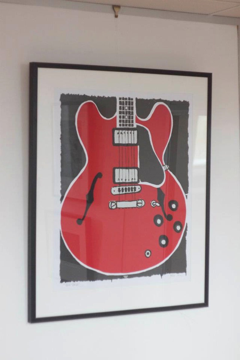 Guitar Print Gibson ES335 - Pop Art Screenprint - Music Art - Large ...