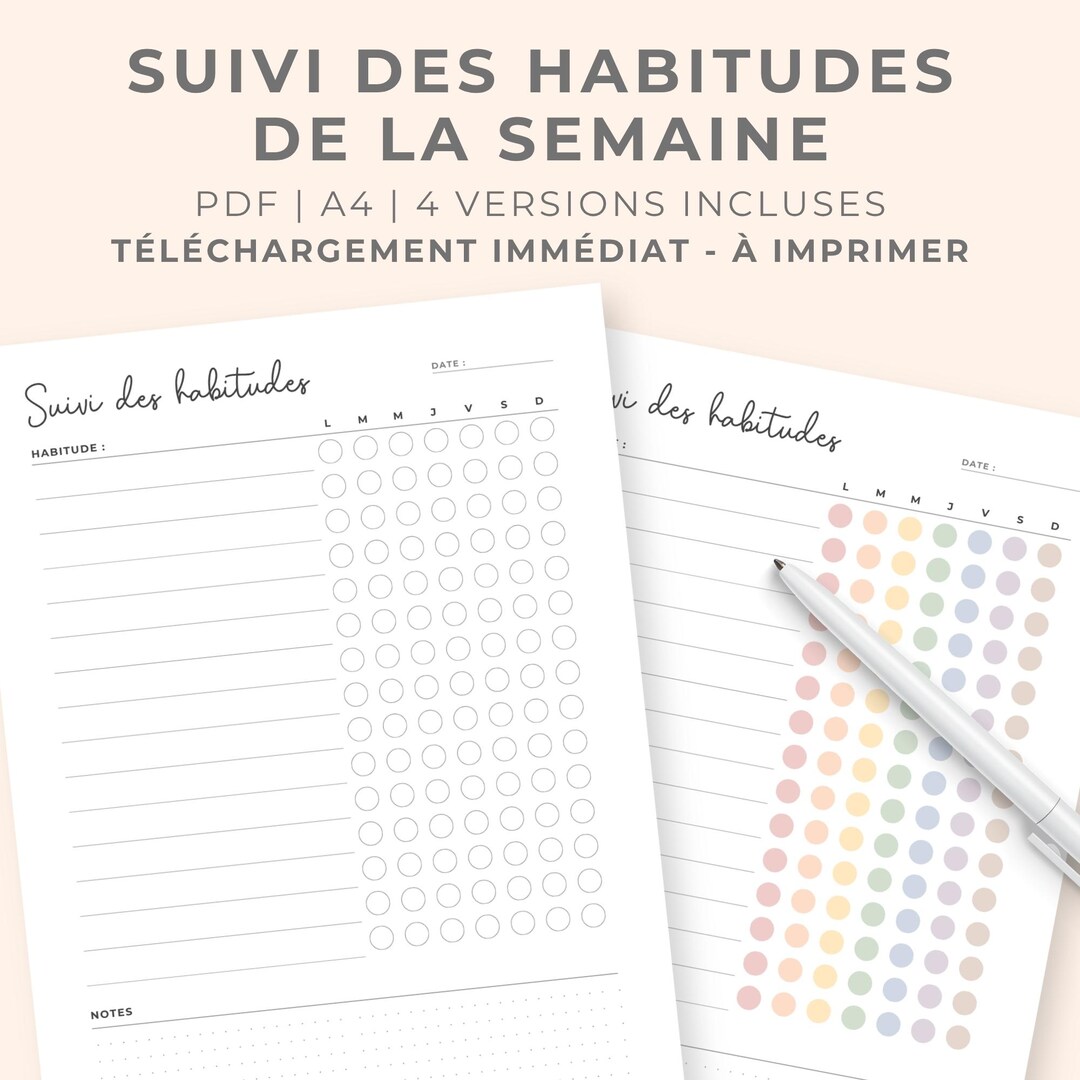 Weekly Habit Tracker, Weekly Habit Tracker to Check off Each Day ...