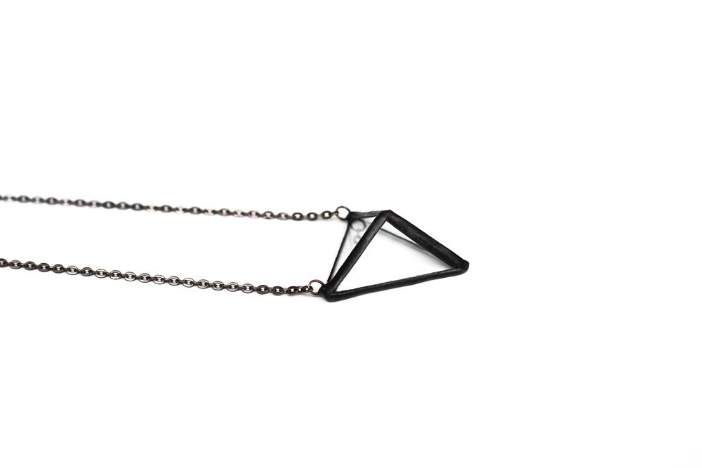 Pyramid . geometric prism long triangle necklace. minimalist | Etsy