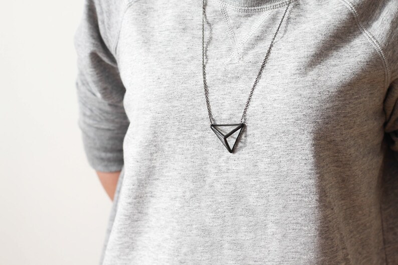 Pyramid . geometric prism long triangle necklace. minimalist | Etsy