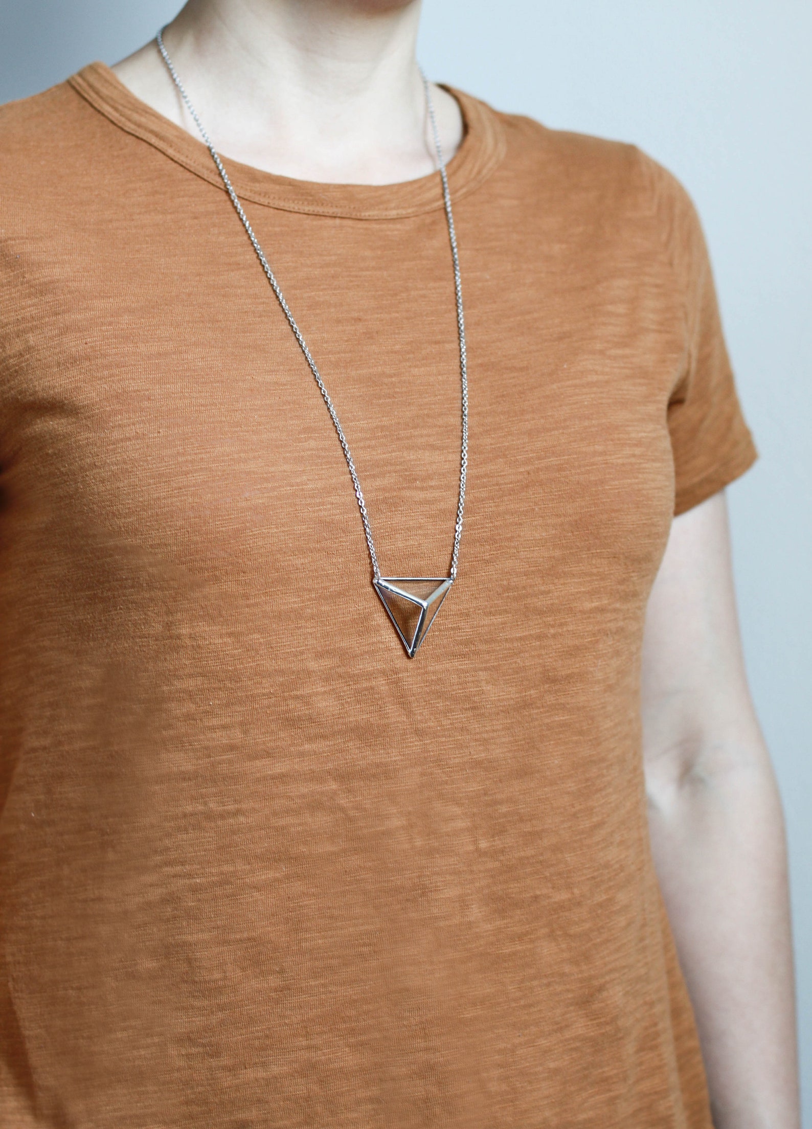 Pyramid . geometric prism long triangle necklace. minimalist | Etsy