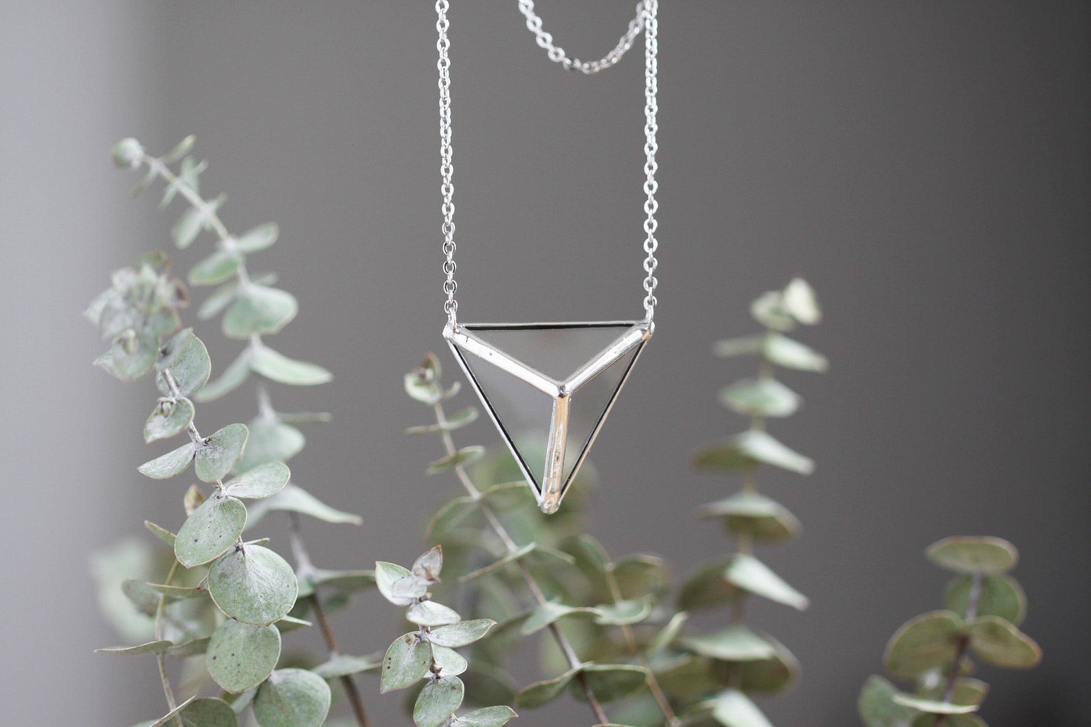 Pyramid . geometric prism long triangle necklace. minimalist | Etsy