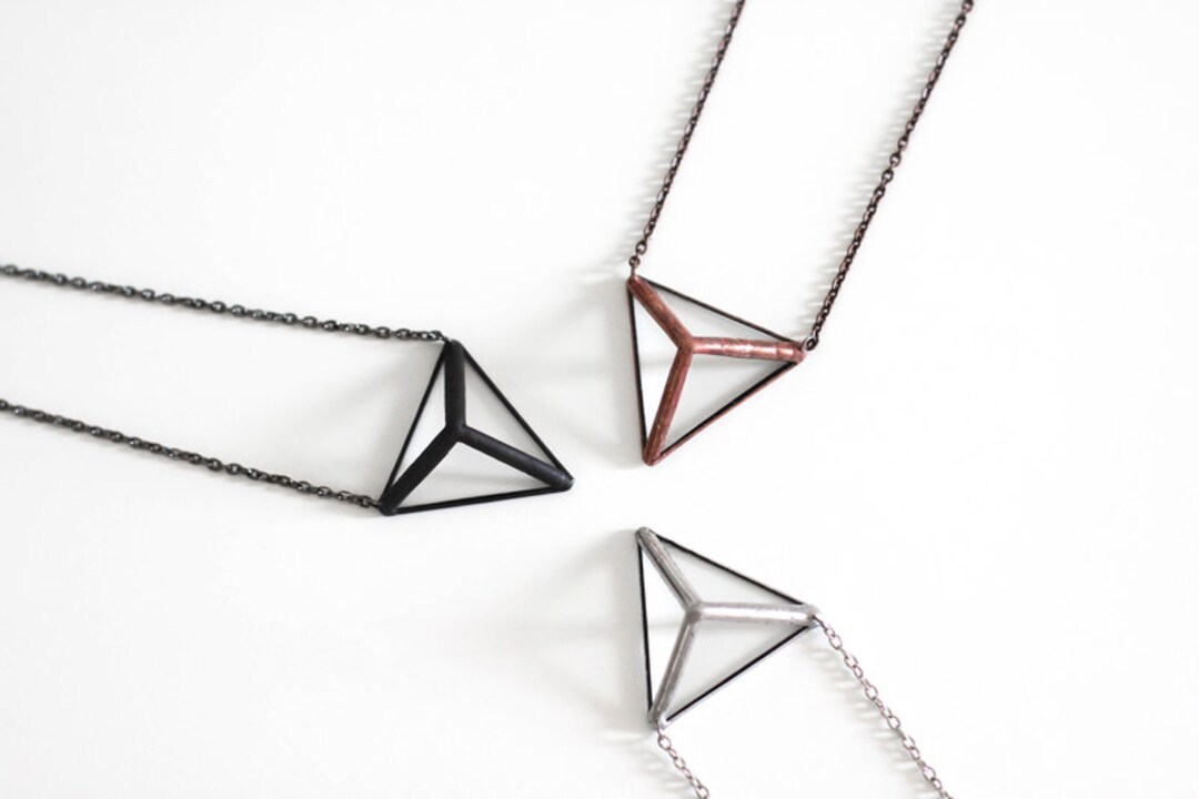 Pyramid . Geometric Prism Long Triangle Necklace. Minimalist - Etsy