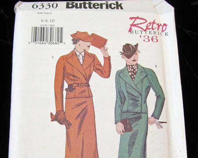 1930s Butterick Retro Suit Pattern (no. 6330 - Size 6-8-10) - Etsy