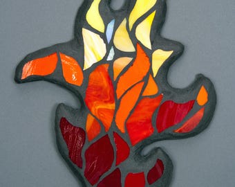 Stained Glass Mosaic Wall Art: Hand of Flame - Etsy