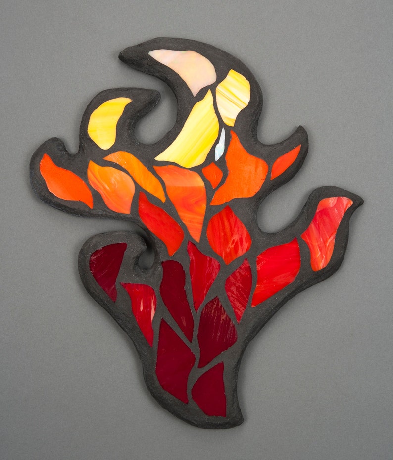 Stained Glass Mosaic Wall Art: Hand of Flame - Etsy