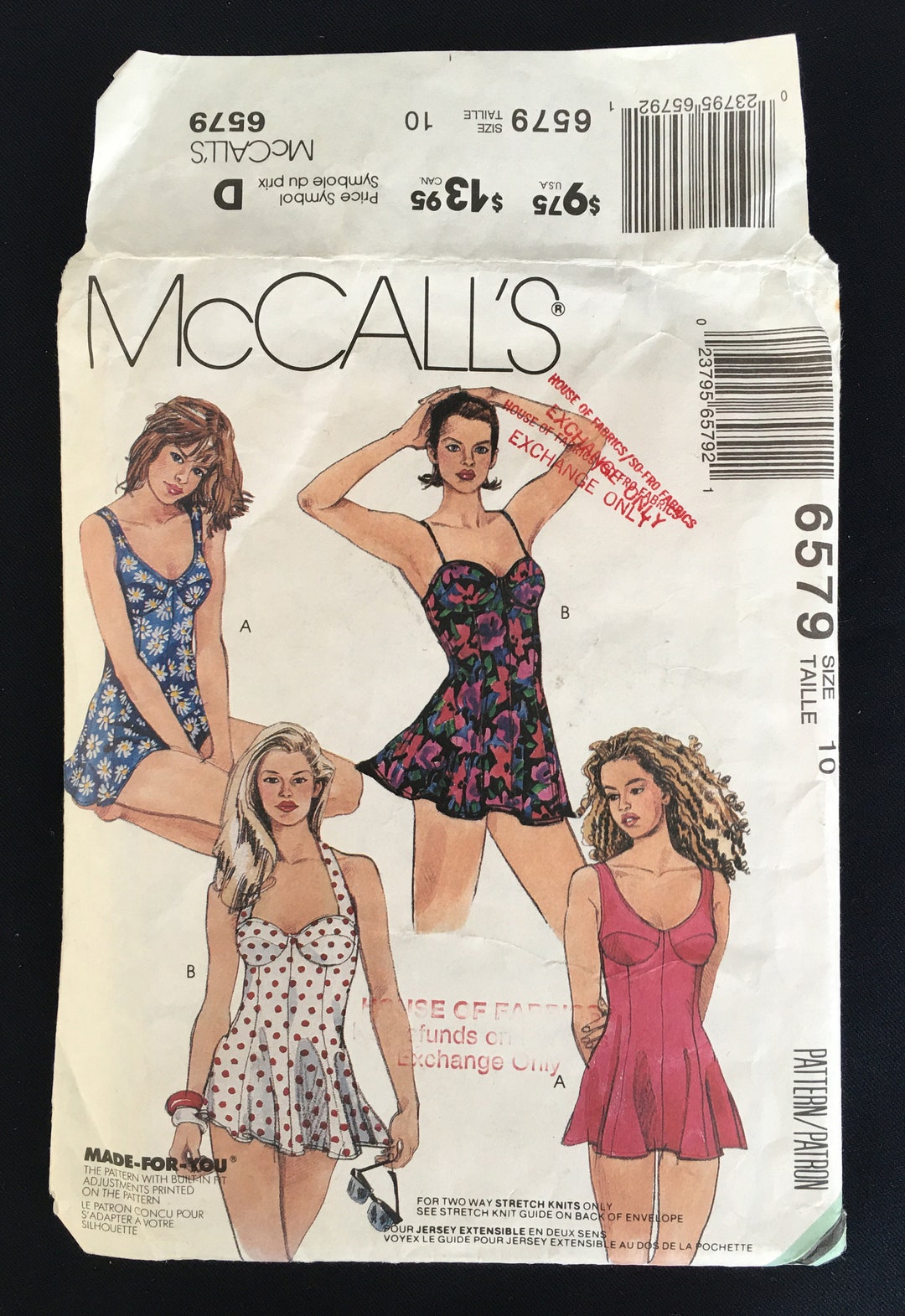 1990s Mccall's Made-for-you Swimsuit Pattern no. 6579 Size 10 - Etsy