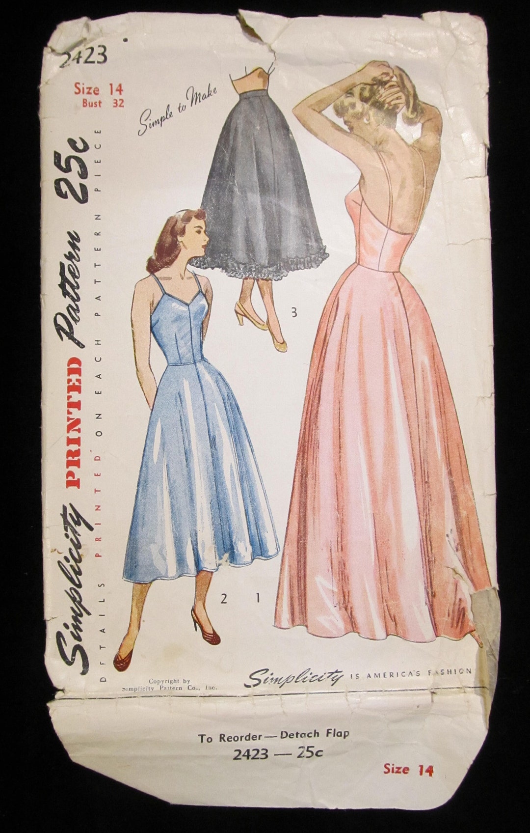 RARE 1950s Simplicity Vintage Slip Pattern no. 2423 Size 14 - Etsy
