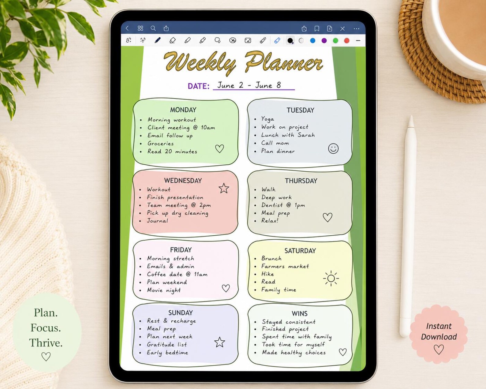 Family Weekly Planner: Organize Your Week (instant Download) - Etsy