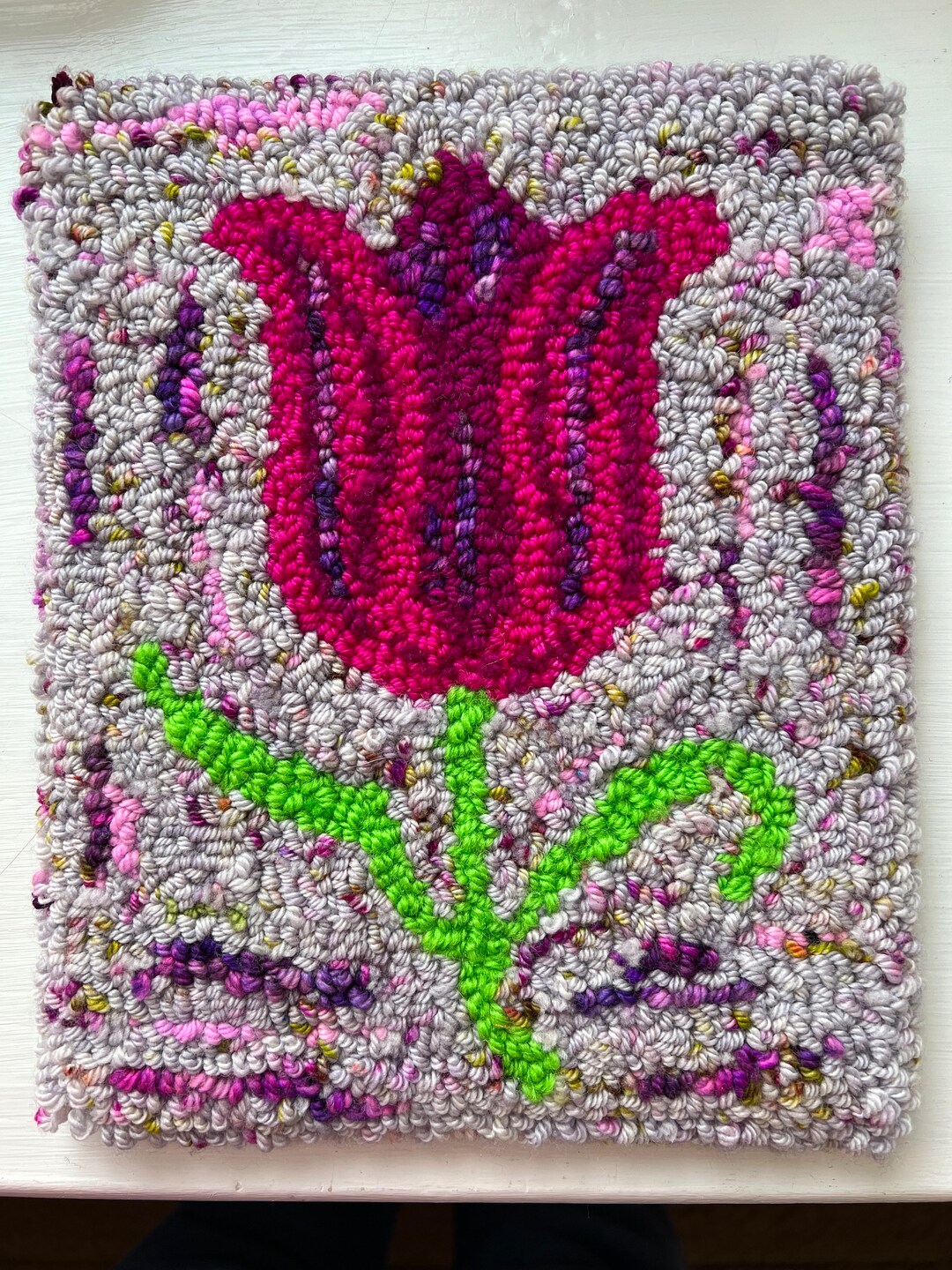 Pretty Pink and Purple Tulip Hooked Rug or Mat or Wall Hanging - Etsy