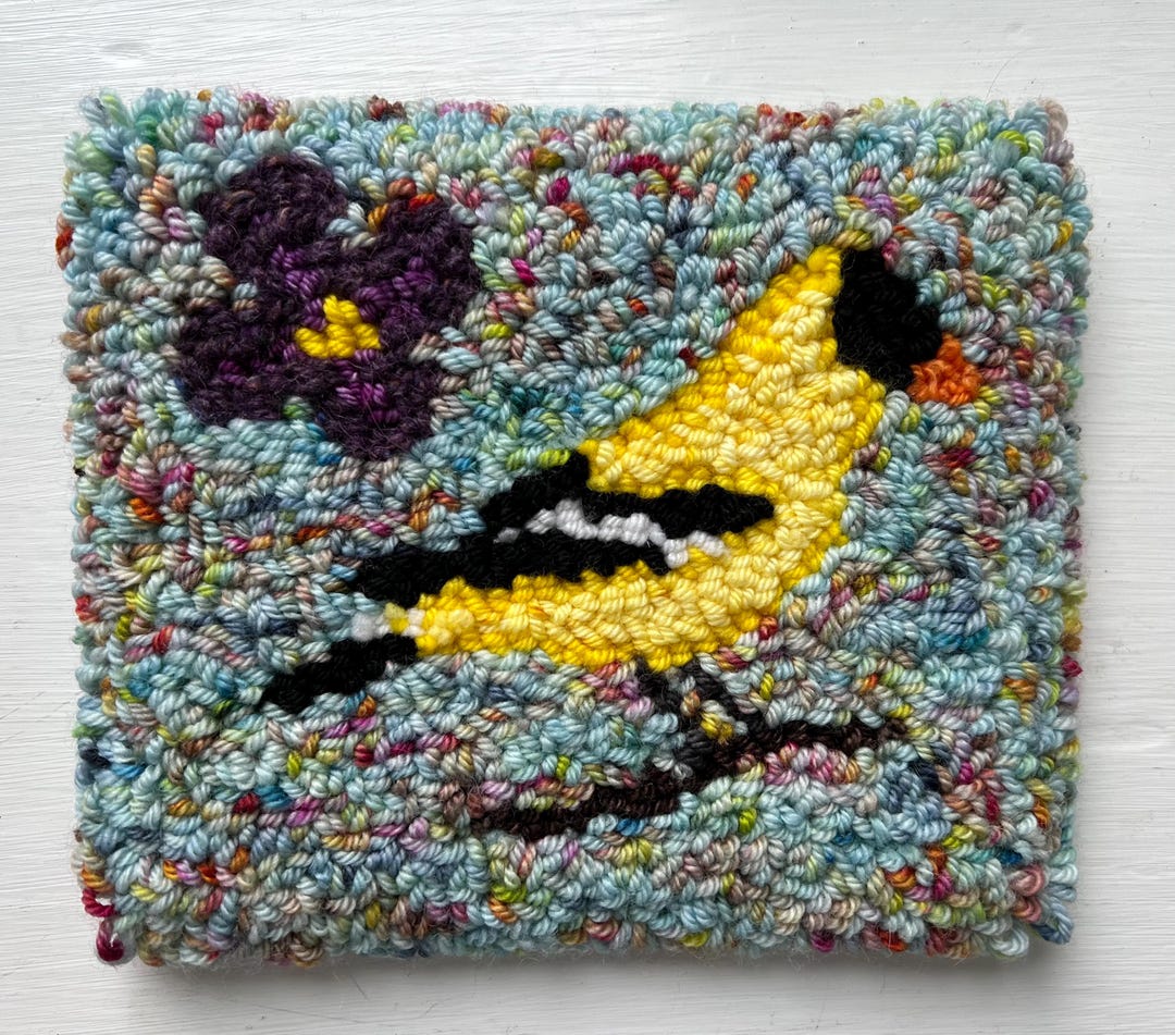 Gold Finch Bird Needle Punch Mat or Wall Hanging Wool Yarn FREE ...