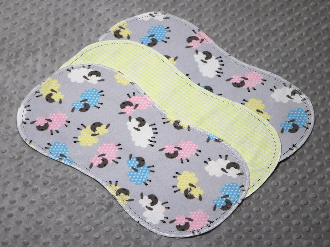 Hemstitched Flannel 3 Piece Burp Cloth Kit Tossed Sheep Yellow With ...