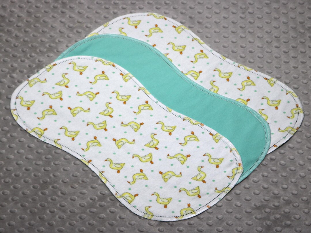 Hemstitched Flannel 3 Piece Burp Cloth Kit Duck Aqua Dots With ...
