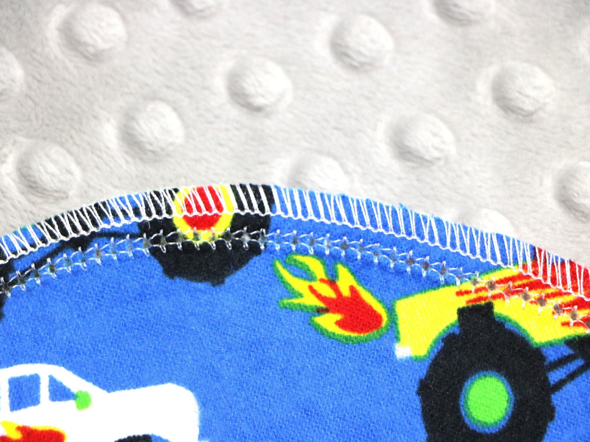 Hemstitched Flannel 3 Piece Burp Cloth Kit Caution Monster Trucks With ...