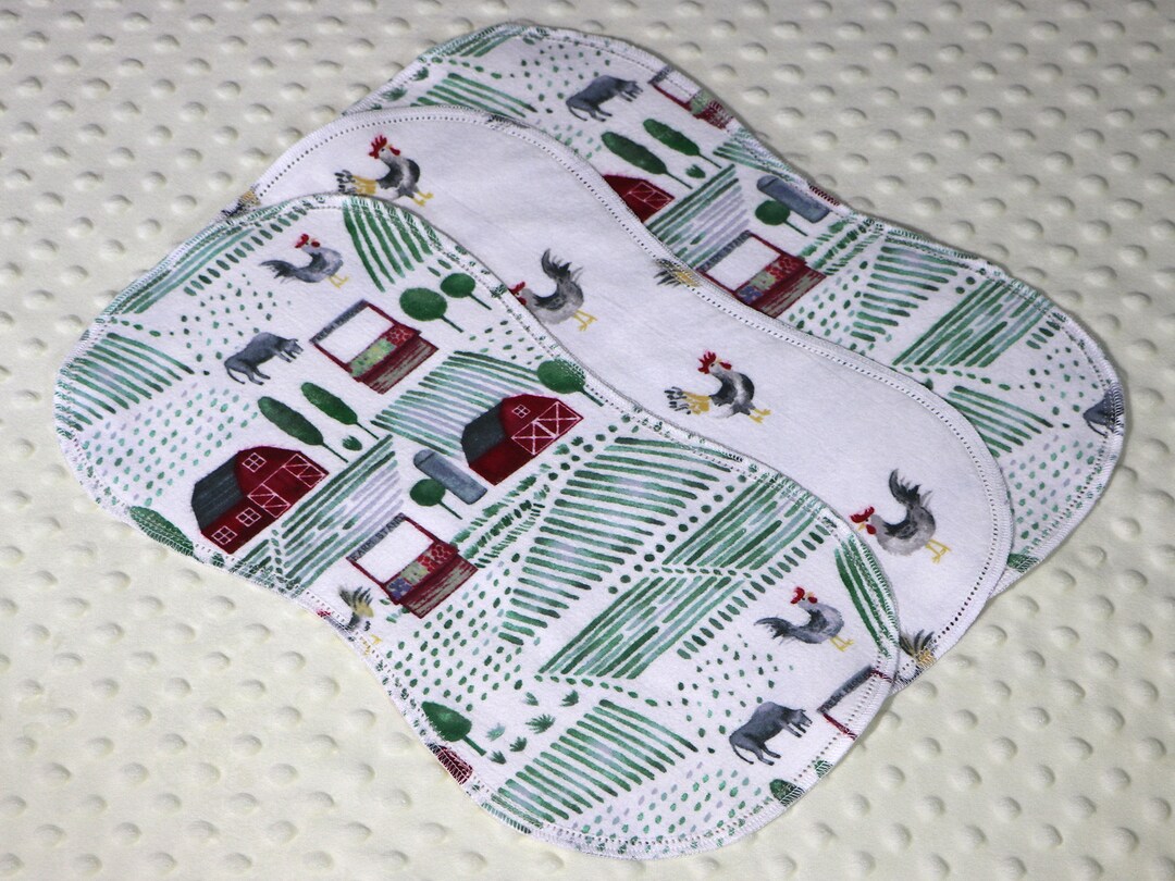 Hemstitched Flannel 3 Piece Burp Cloth Kit Country Roosters - Etsy