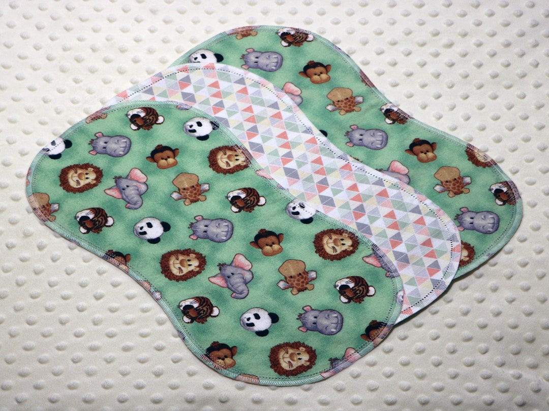 Hemstitched Flannel 3 Piece Burp Cloth Kit Jungle Babies Geo With ...