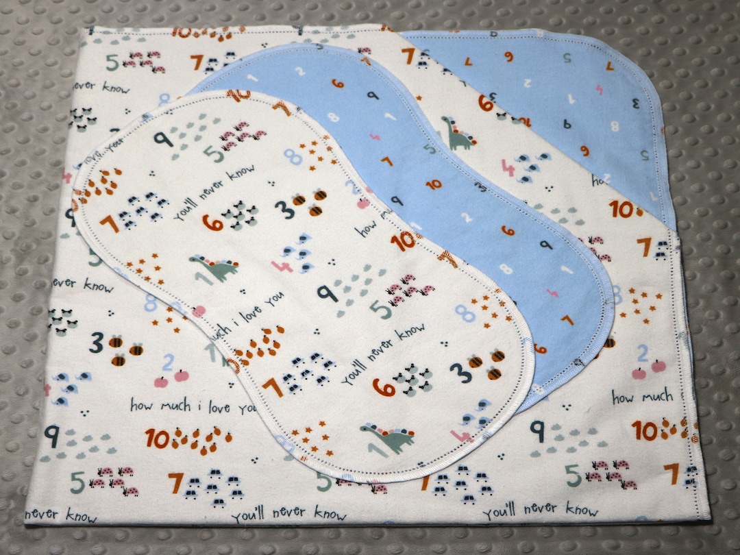 Hemstitched Flannel Baby Blanket and 2 Burp Cloths Kit You'll Never ...