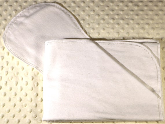 Hemstitched Flannel Baby Blanket and 1 Burp Cloth Kit White - Etsy