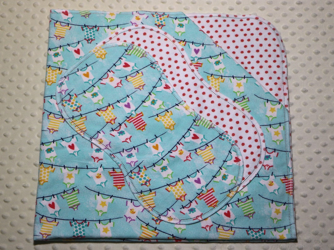 Hemstitched Flannel Baby Blanket and 2 Burp Cloths Kit Clothesline ...