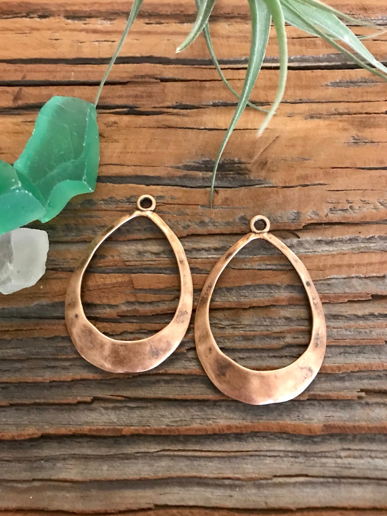 DIY Hammered Antique Copper Earring Components - One Pair - Jewelry ...
