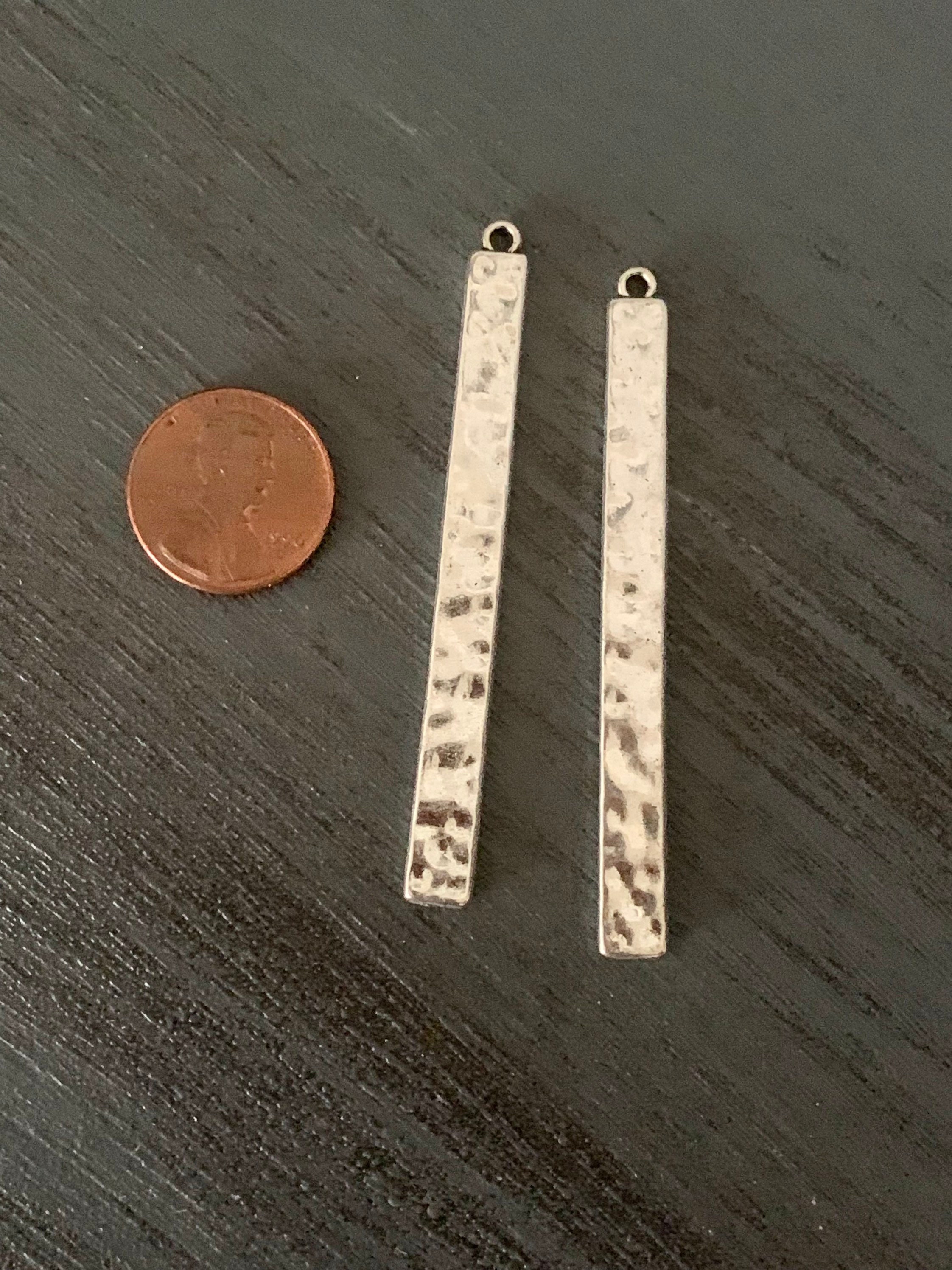 Hammered Silver Bar Pendants or Charms 1 Pair DIY Jewelry - Etsy