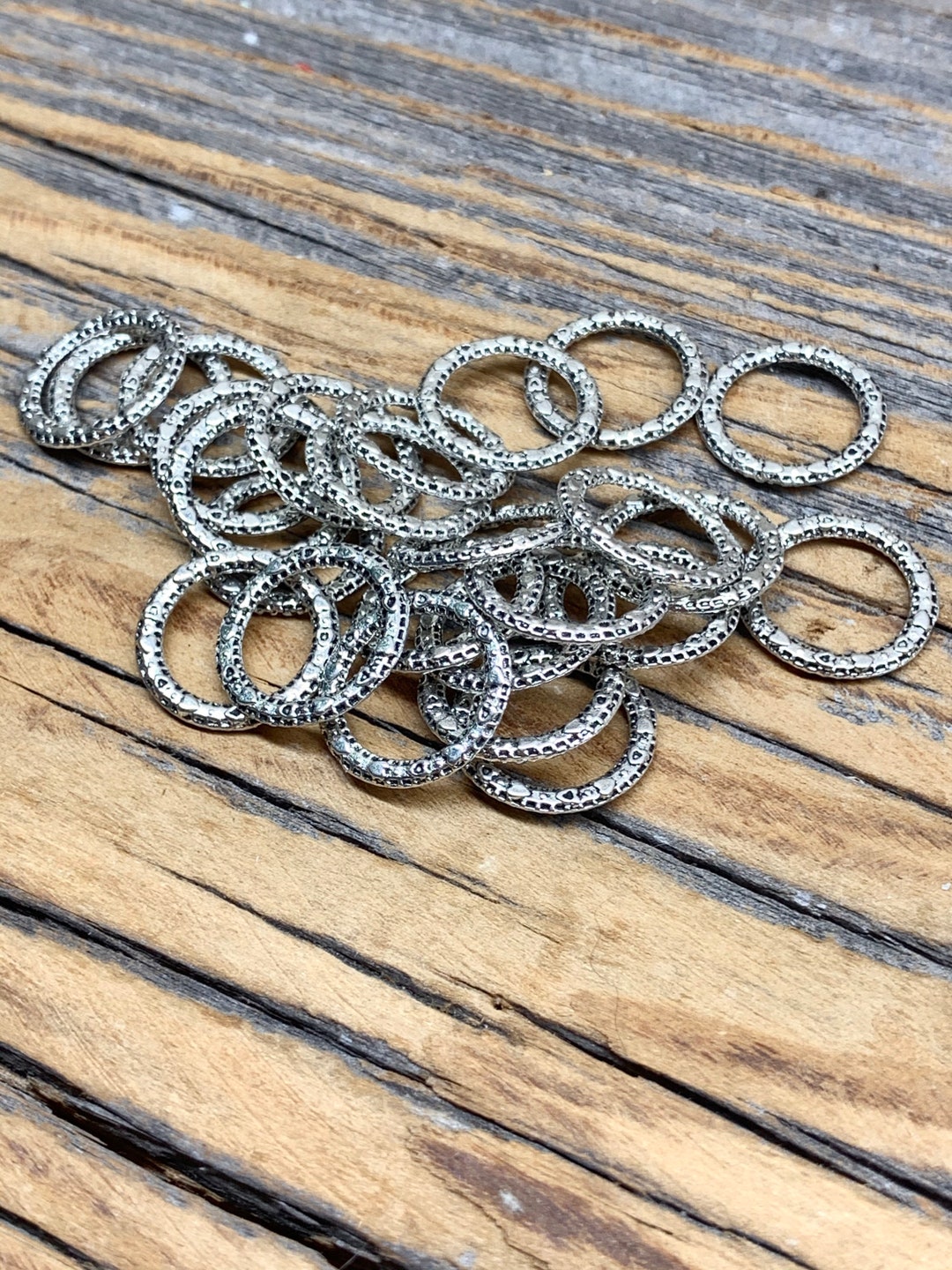 Antique Silver Textured Jump Rings - 14mm DIY Jewelry Supplies - Etsy