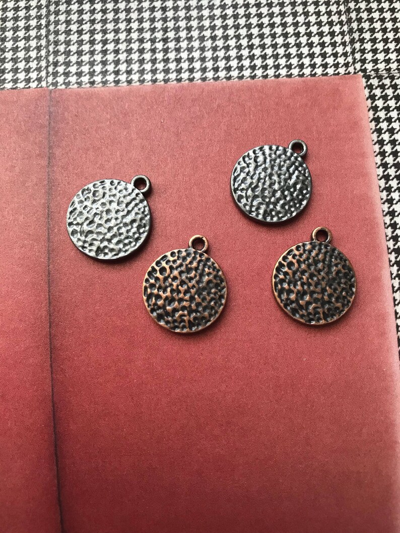 Hammered Charms in Copper or Gun Metal Tribal Findings and - Etsy