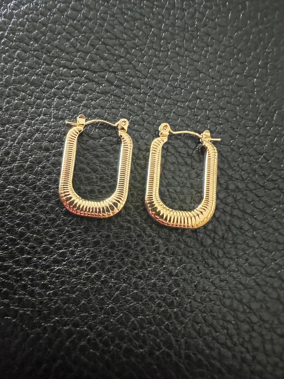 Textured Gold U Shape Hoops - Stainless Steel - No Tarnish - Etsy