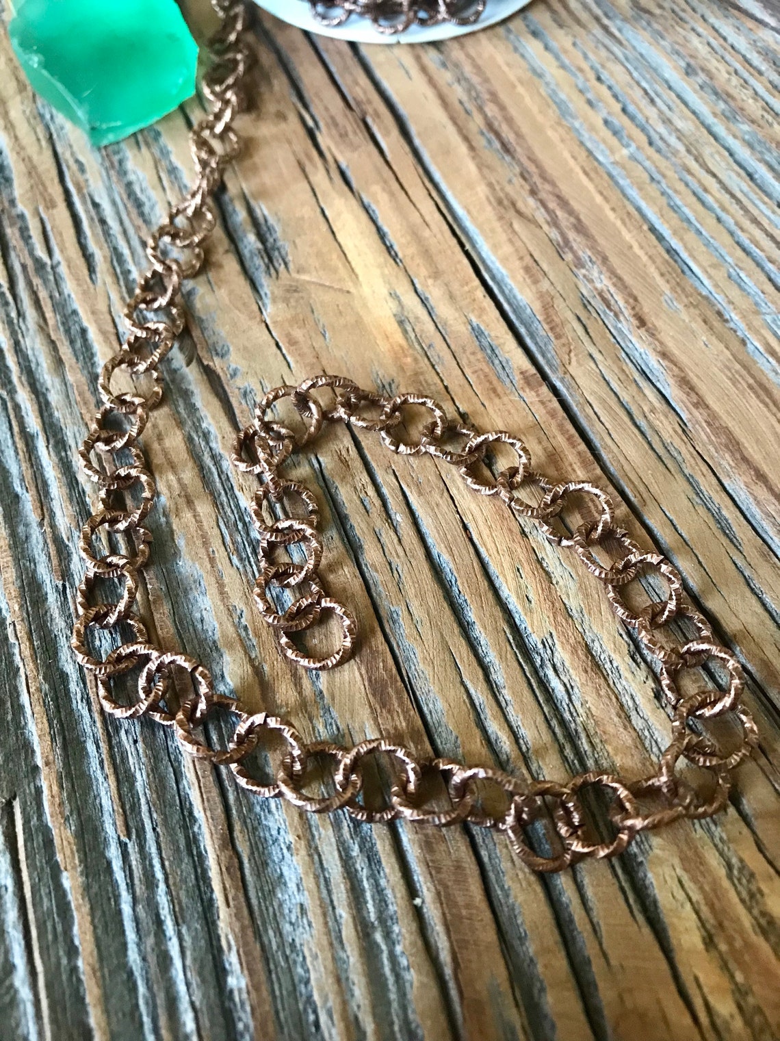 Hammered Copper Tone Chain by the Foot 11 Mm Round Open | Etsy