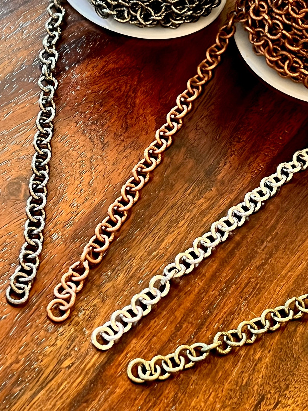Textured Rolo Belcher Chain by the Foot - 8 X 1.5 Mm - Round Open Link ...