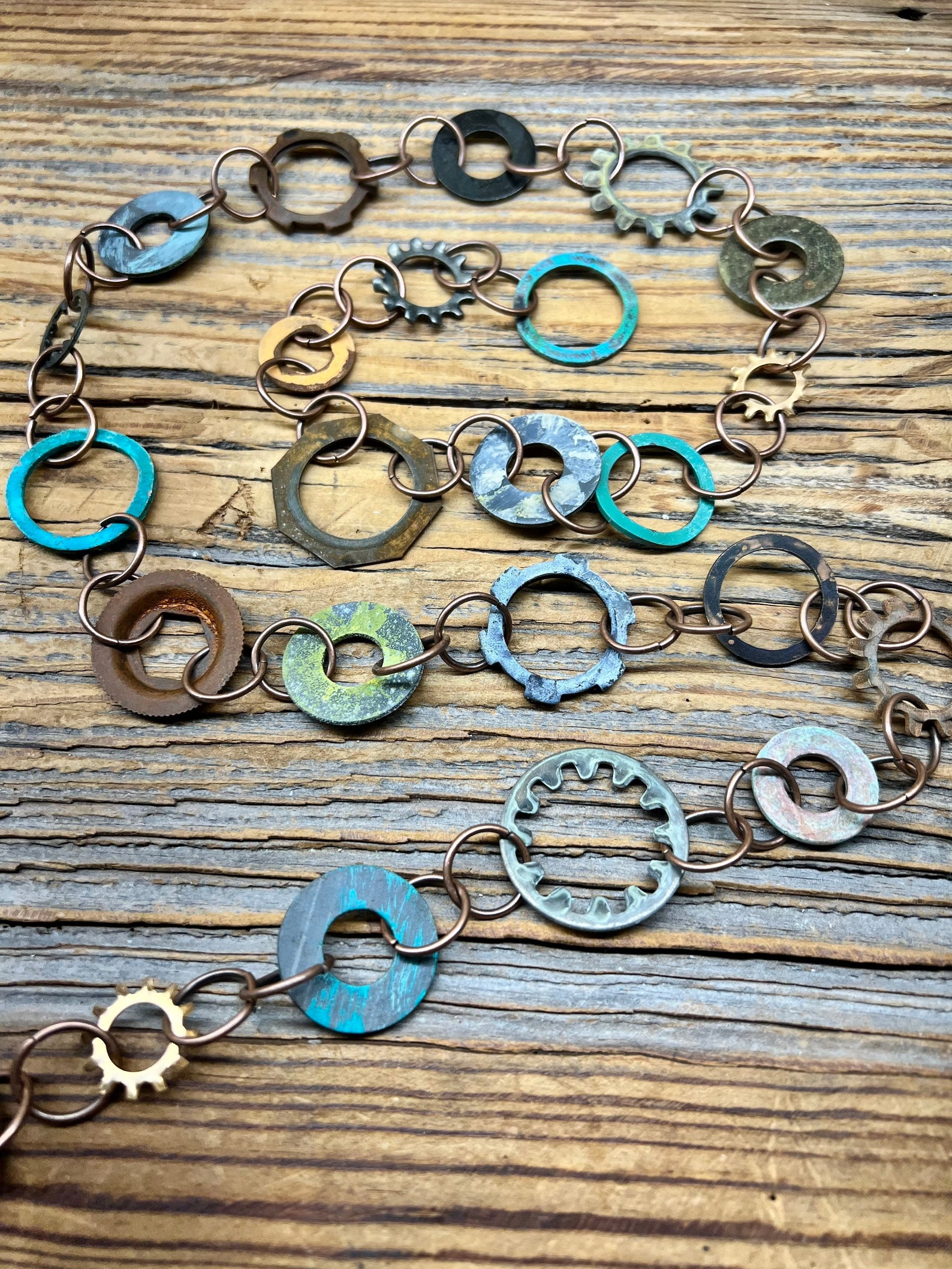 Extra Large Oxidized Hardware Washer and Copper Chain by the - Etsy
