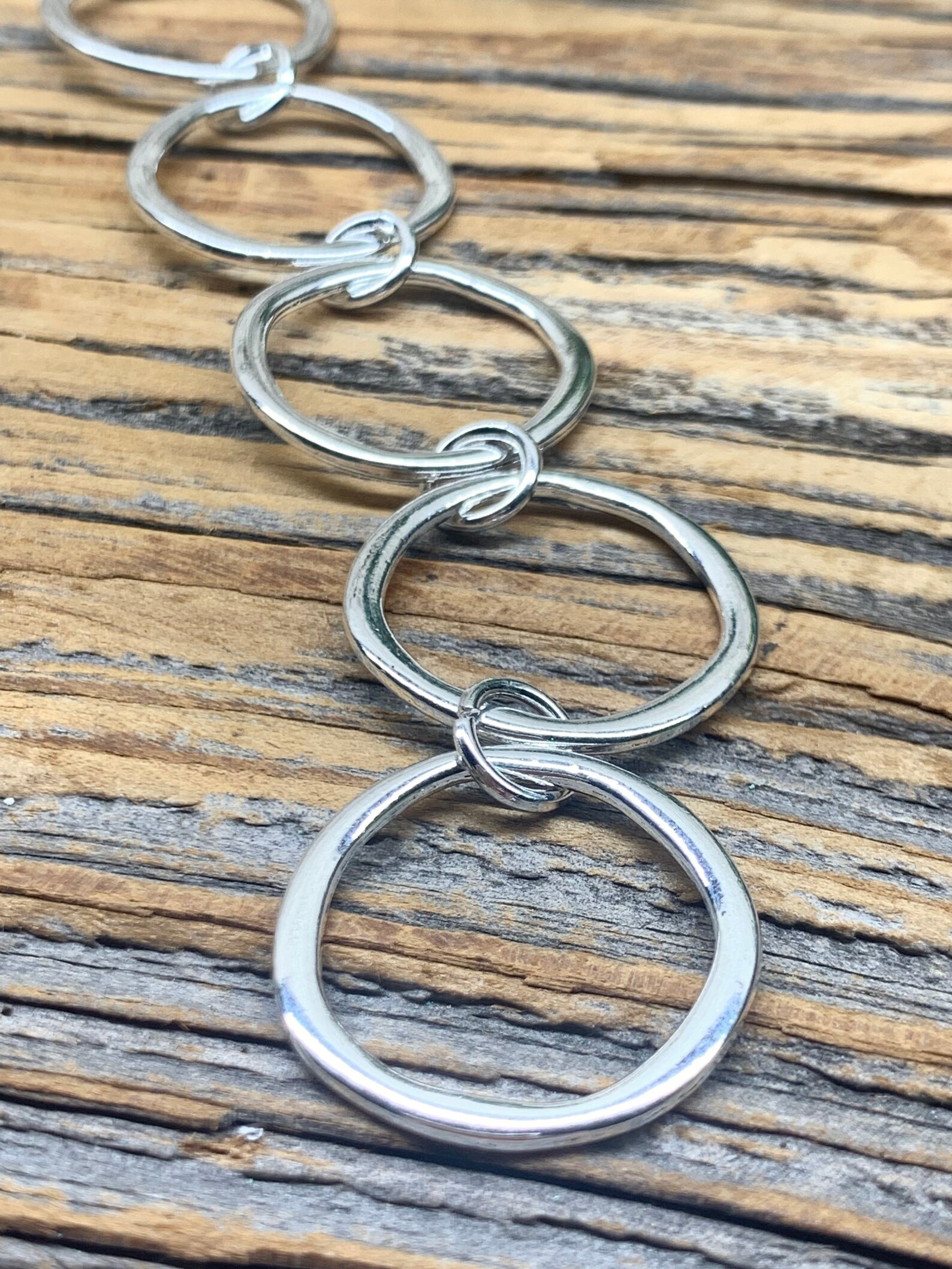 Large Polished Silver Organic Link Chain by the Foot | Etsy