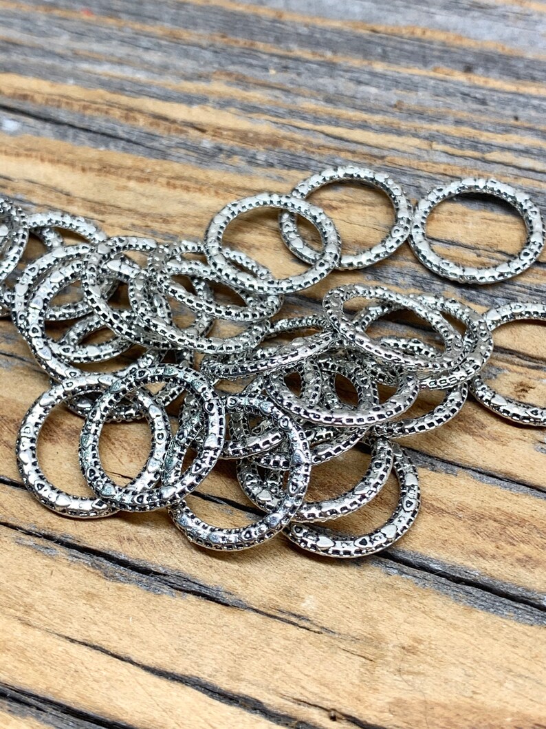 Antique Silver Textured Jump Rings - 14mm DIY Jewelry Supplies - Etsy