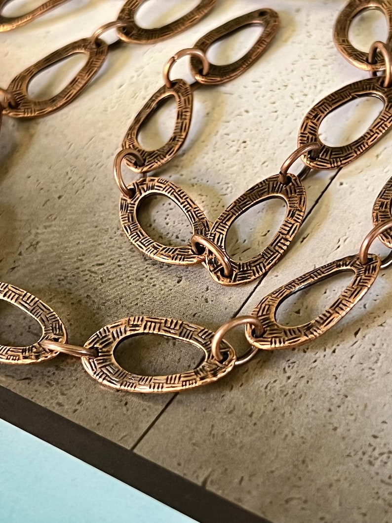 Antique Copper Tone Textured Chain by the Foot - 12 X 23 Mm - Supplies ...