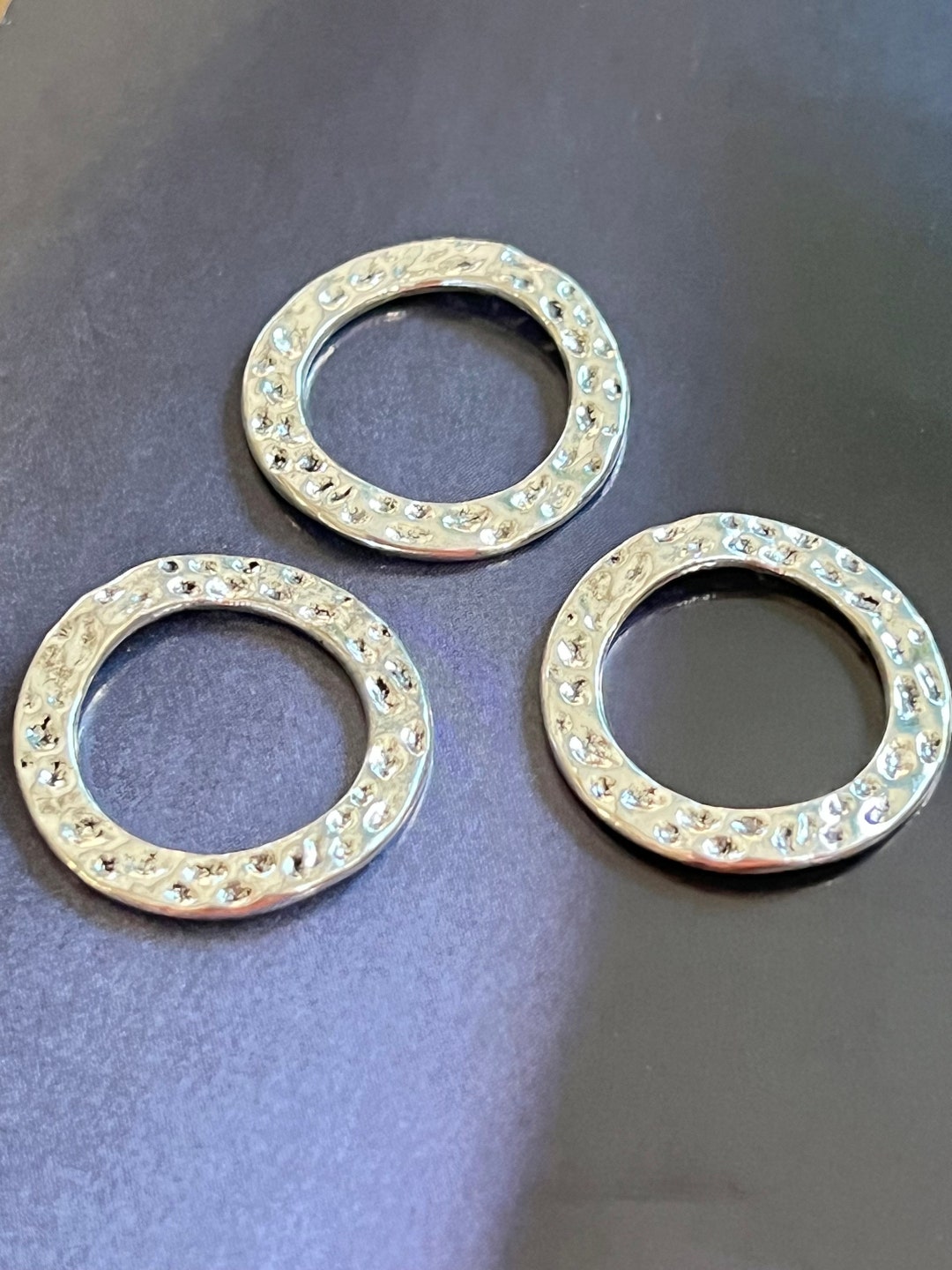 Pitted Antique Silver Organic Circle Connectors - Closed Jump Rings ...